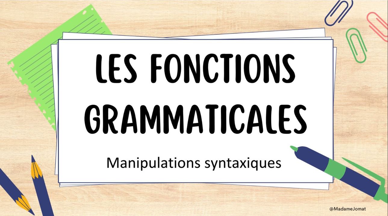 PodEduc - Fonctions Grammaticales - Manipulations Synt…