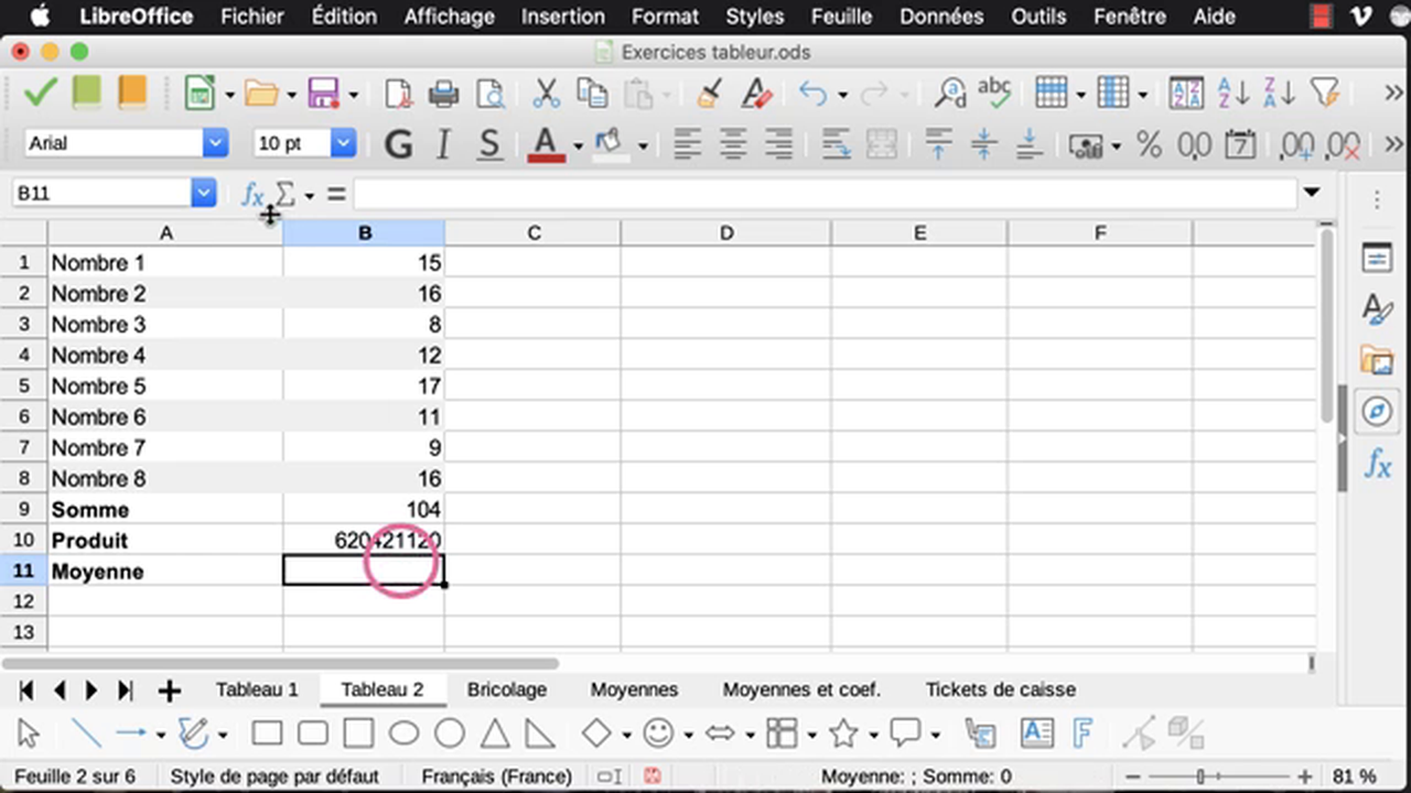PodEduc - Les Bases Du Tableur - Tableau 2