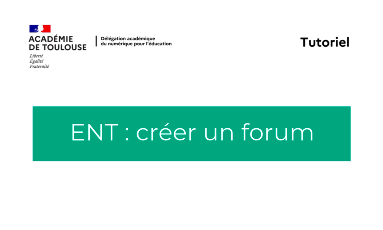 PodEduc - Ent : CréAtion D'Un Forum