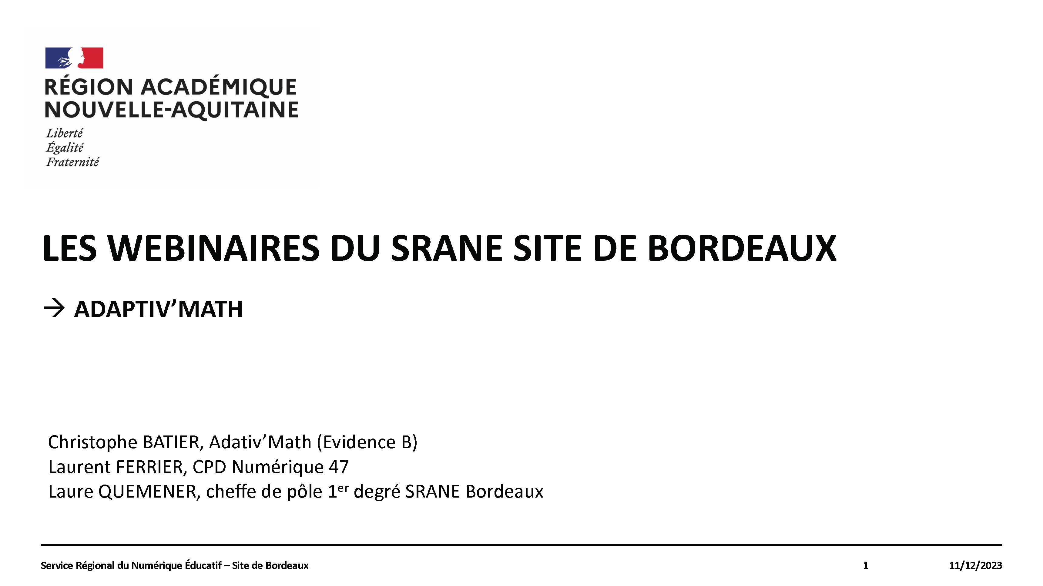 PodEduc - Présentation Adaptiv Math