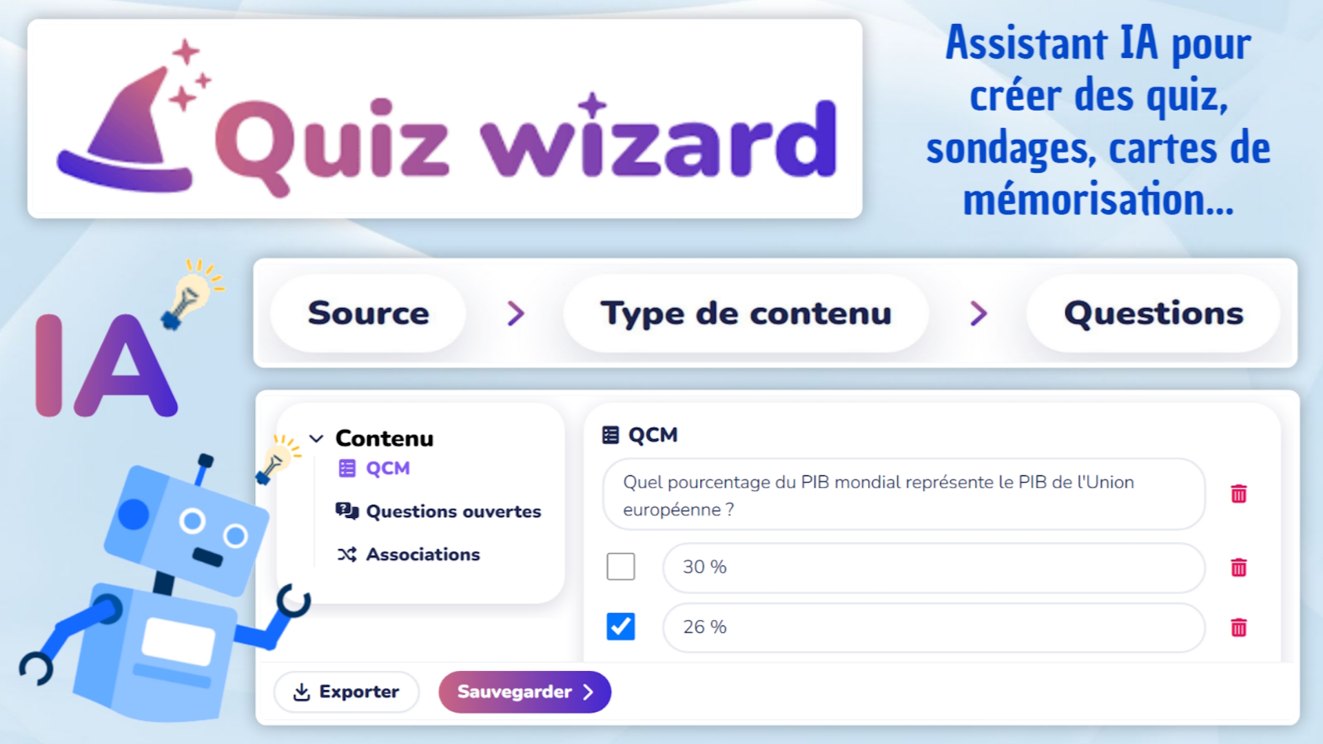 PodEduc - Tuto Ia - Quizwizard (Getquizwizard), Créer