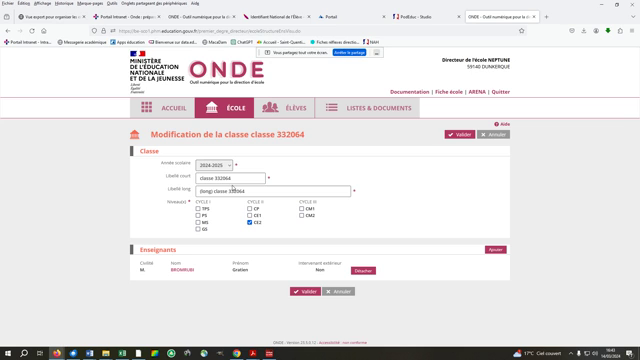 PodEduc - Onde : Duplication Des Classes Pour L'Année