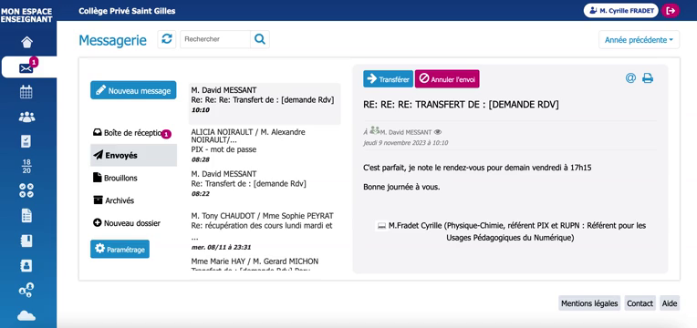 PodEduc - Ecoledirecte - Messagerie - Annuler L'Envoi