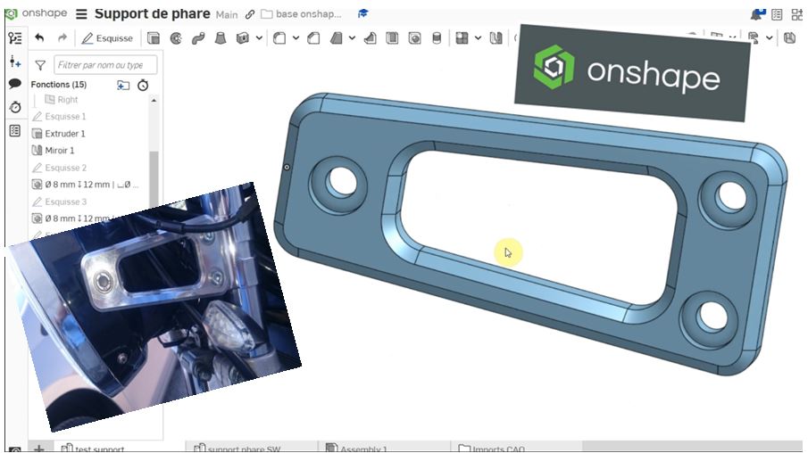PodEduc - Tuto Support De Phare Moto Onshape ‐ Modélis…