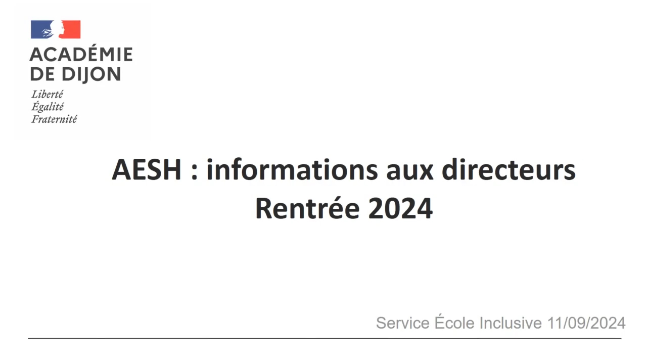 PodEduc - Aesh : Informations Aux Directeurs - Rentrée…
